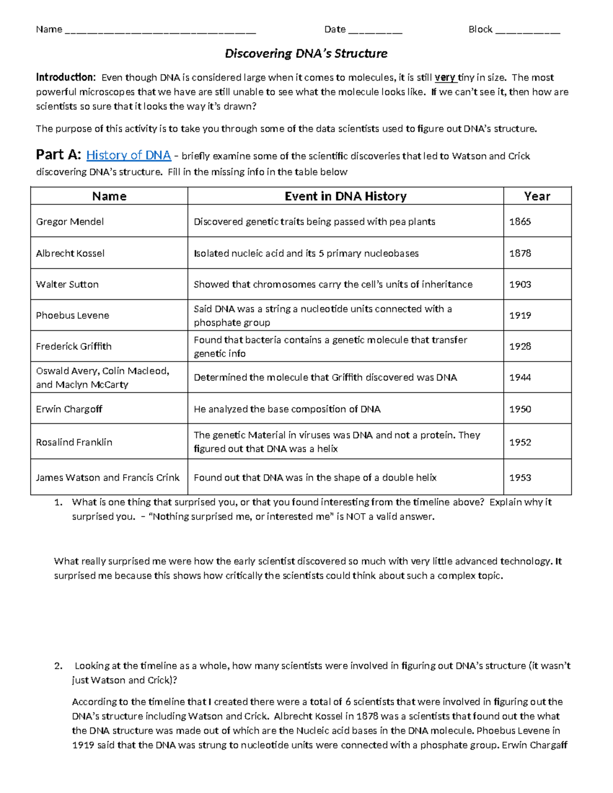 Discovering DNA Part A only+(1) - Name ...