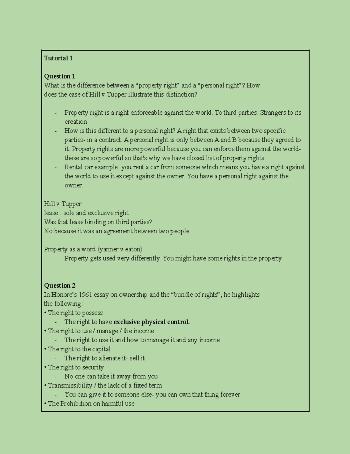 LAWS301-Head Tutor Tutorials - Tutorial 1 Question 1 What is the difference between a