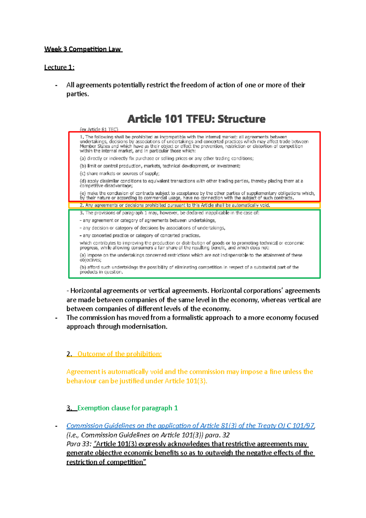 Week 3 Essential Concepts and Structure of Art.101 TFEU - Week 3 Compeiion Law Lecture 1: - All ...