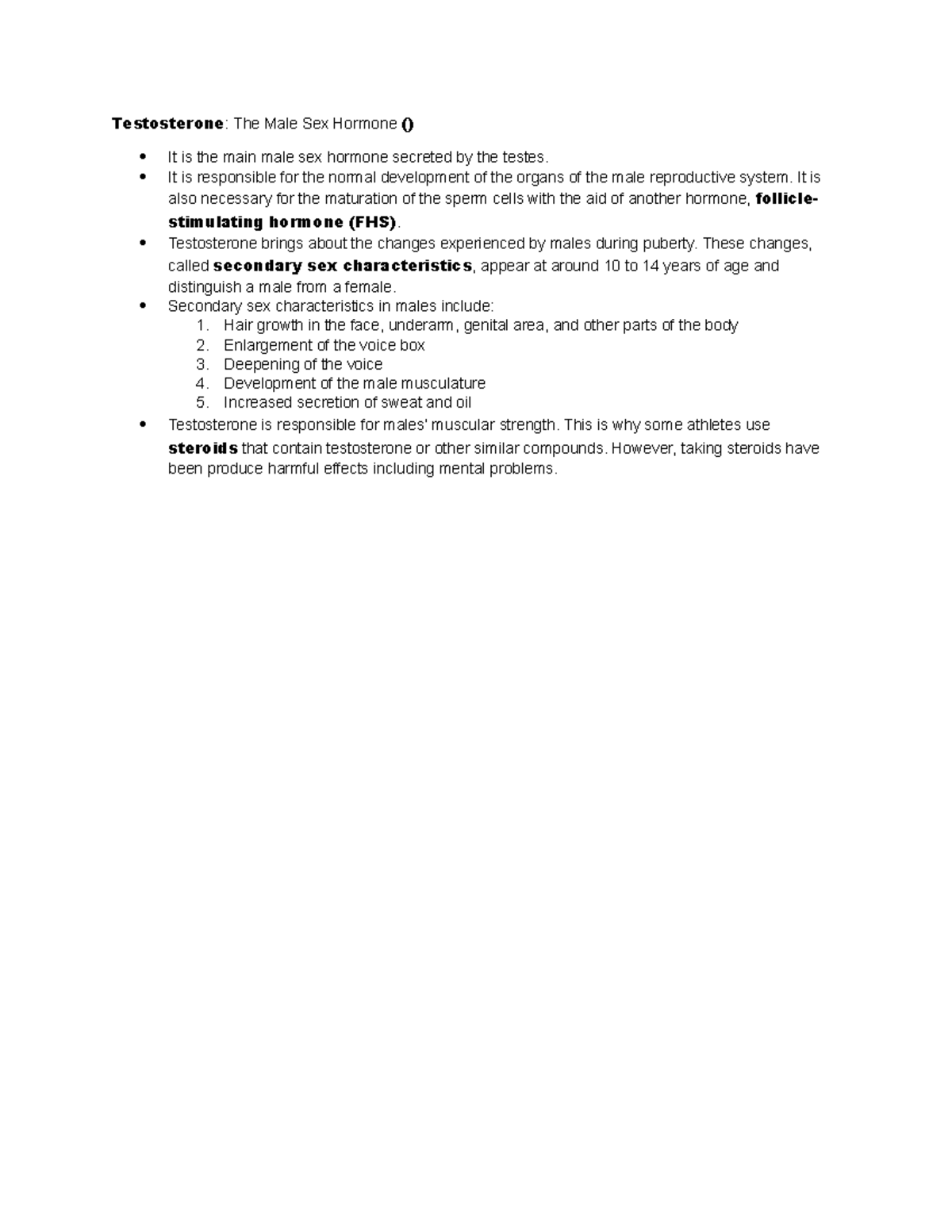 Testosterone - Summary Biology - Testosterone: The Male Sex Hormone ...