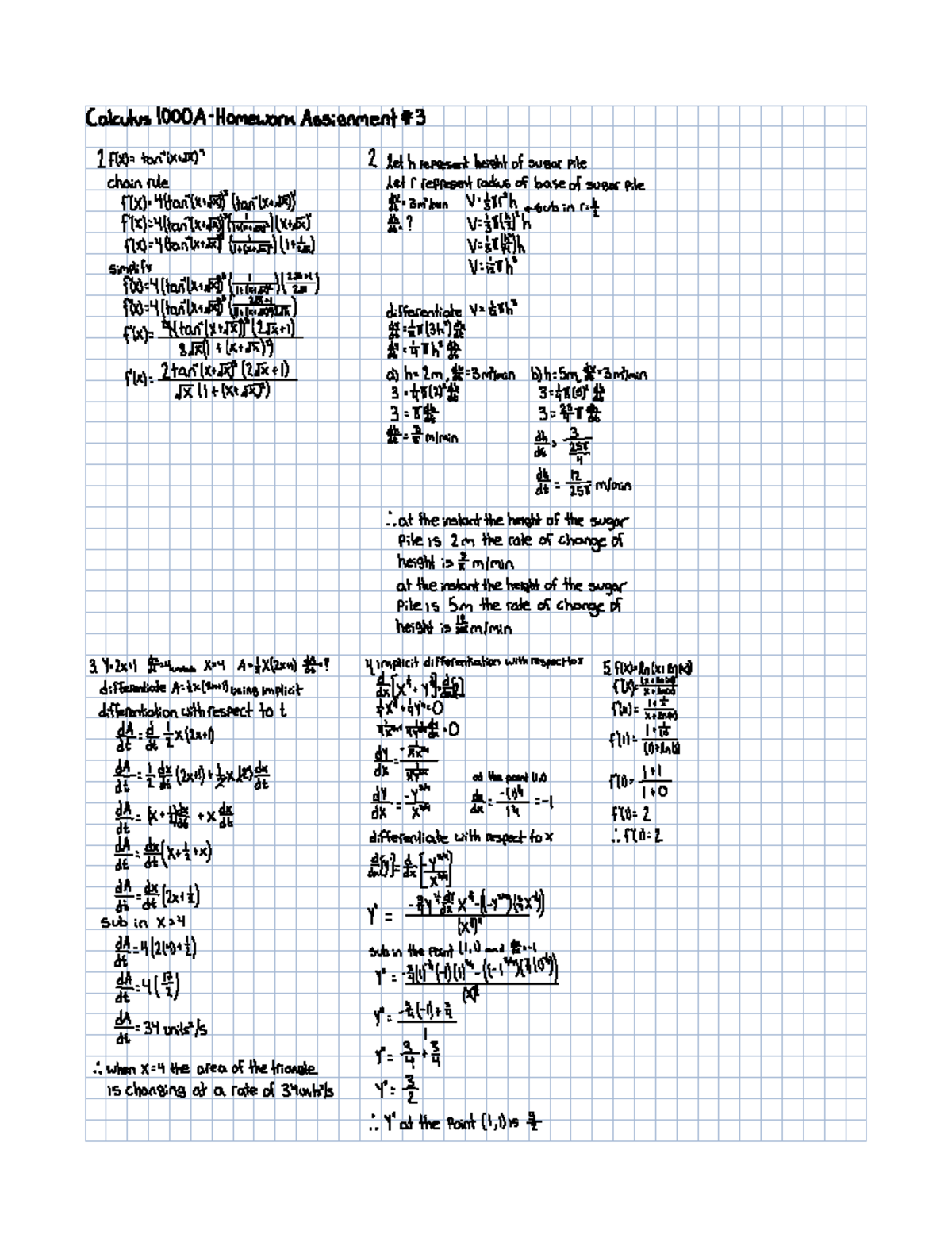 Assignment 3 calc1000A - Calculus1000A HomeworkAssignment 3 1 FIX tan'Ixth let - Studocu