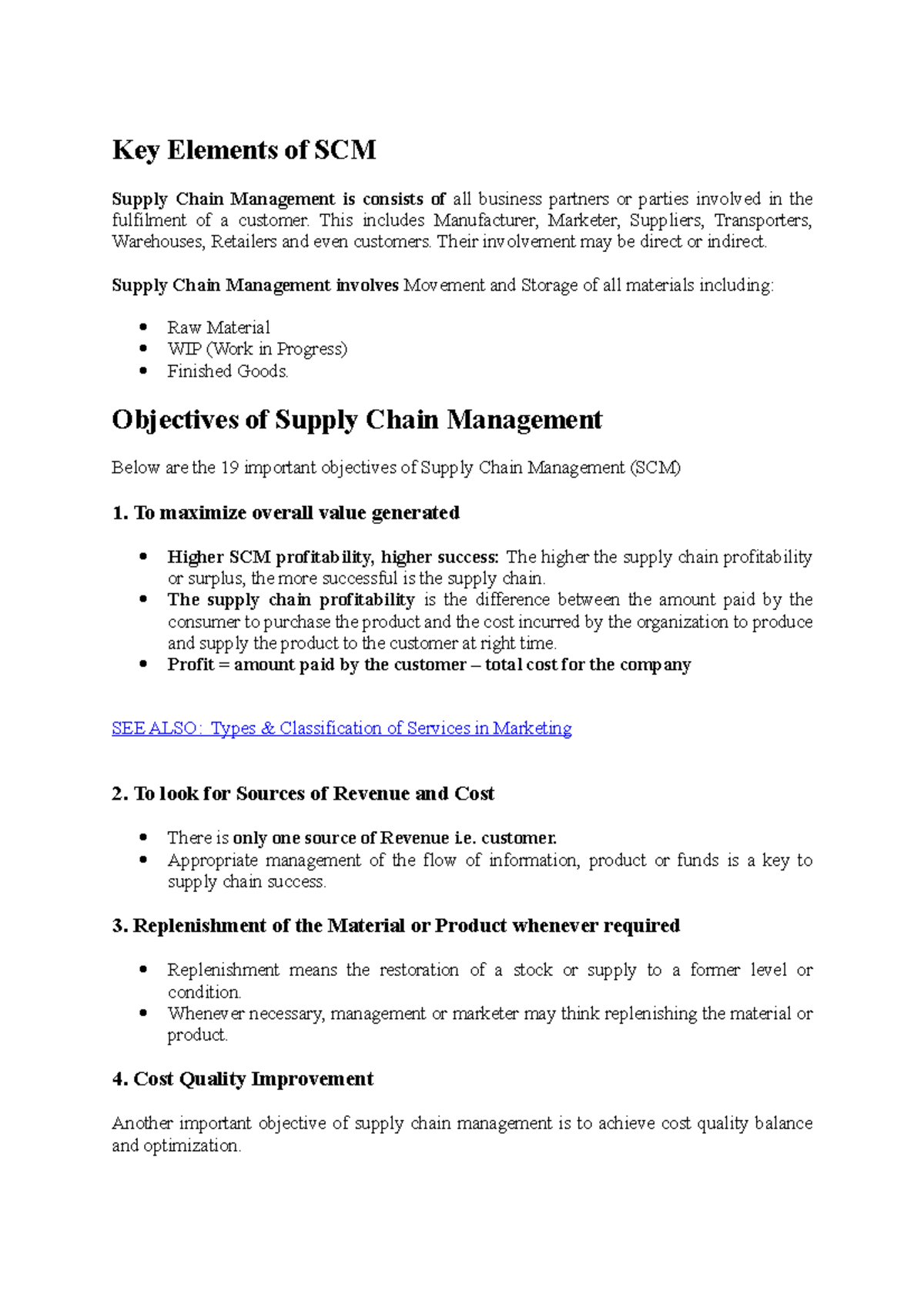 UNIT 1 and 2 of SCM Notes - Key Elements of SCM Supply Chain Management ...