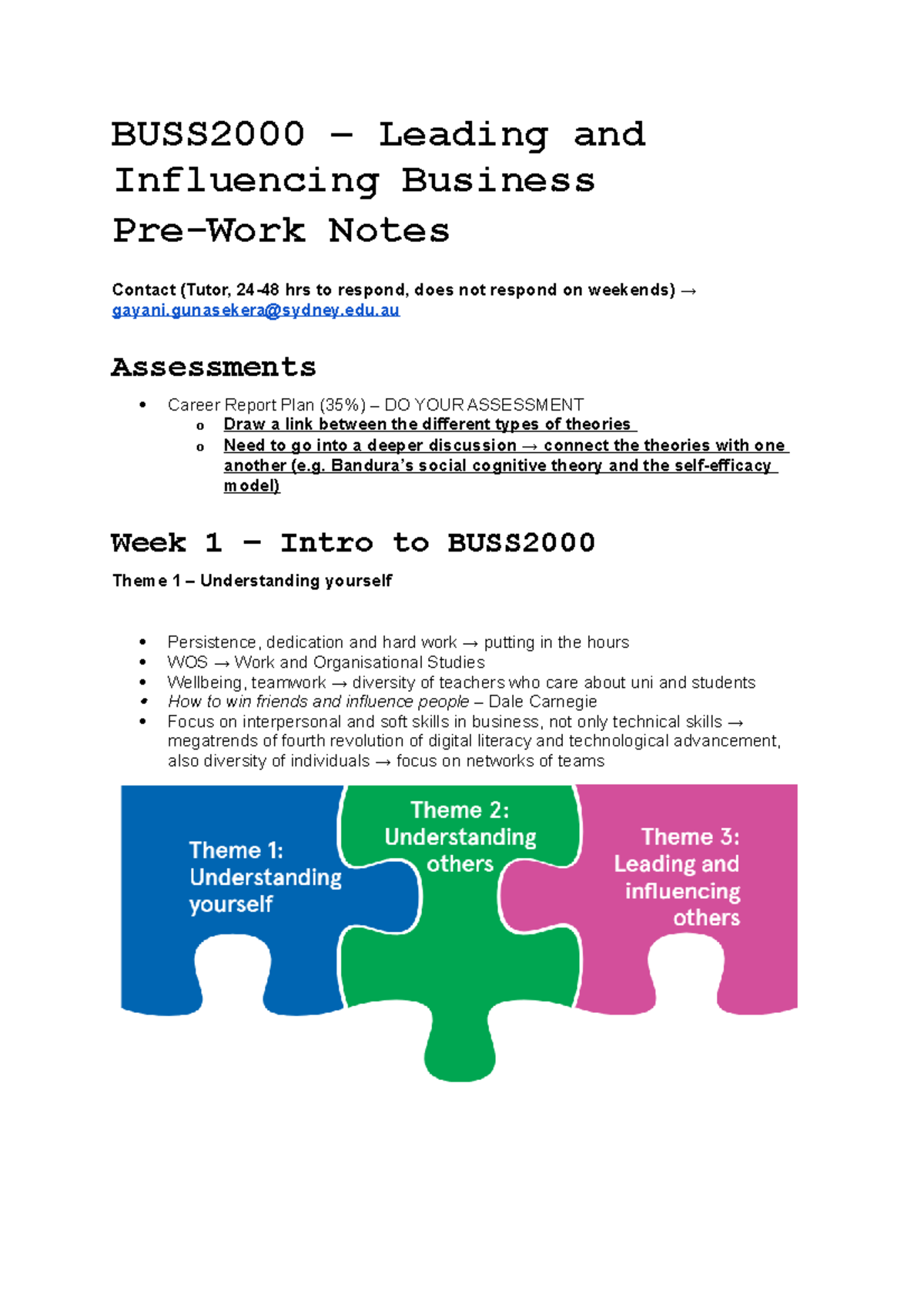 BUSS2000 Notes - BUSS2000 – Leading and Influencing Business Pre-Work ...