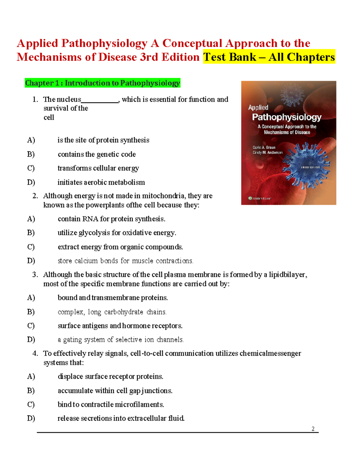 Applied Pathophysiology A Conceptual Approach to the Mechanisms of ...
