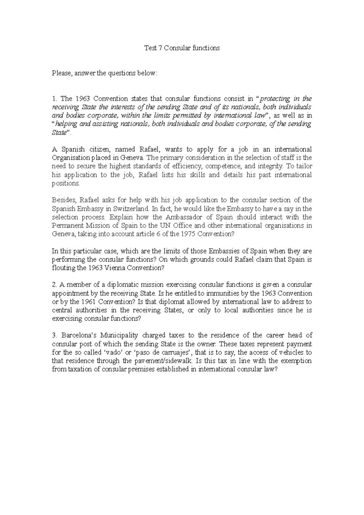 Test 5 Consular functions copia - Test 7 Consular functions Please ...