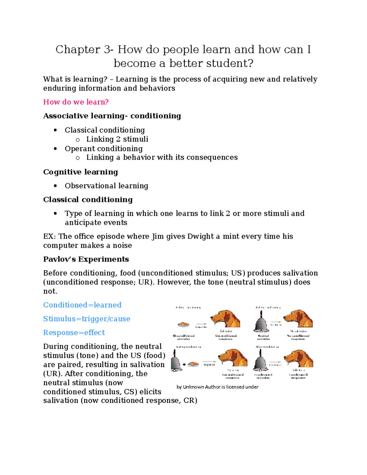 Psych Chapter 3 - Chapter 3- How do people learn and how can I become a ...