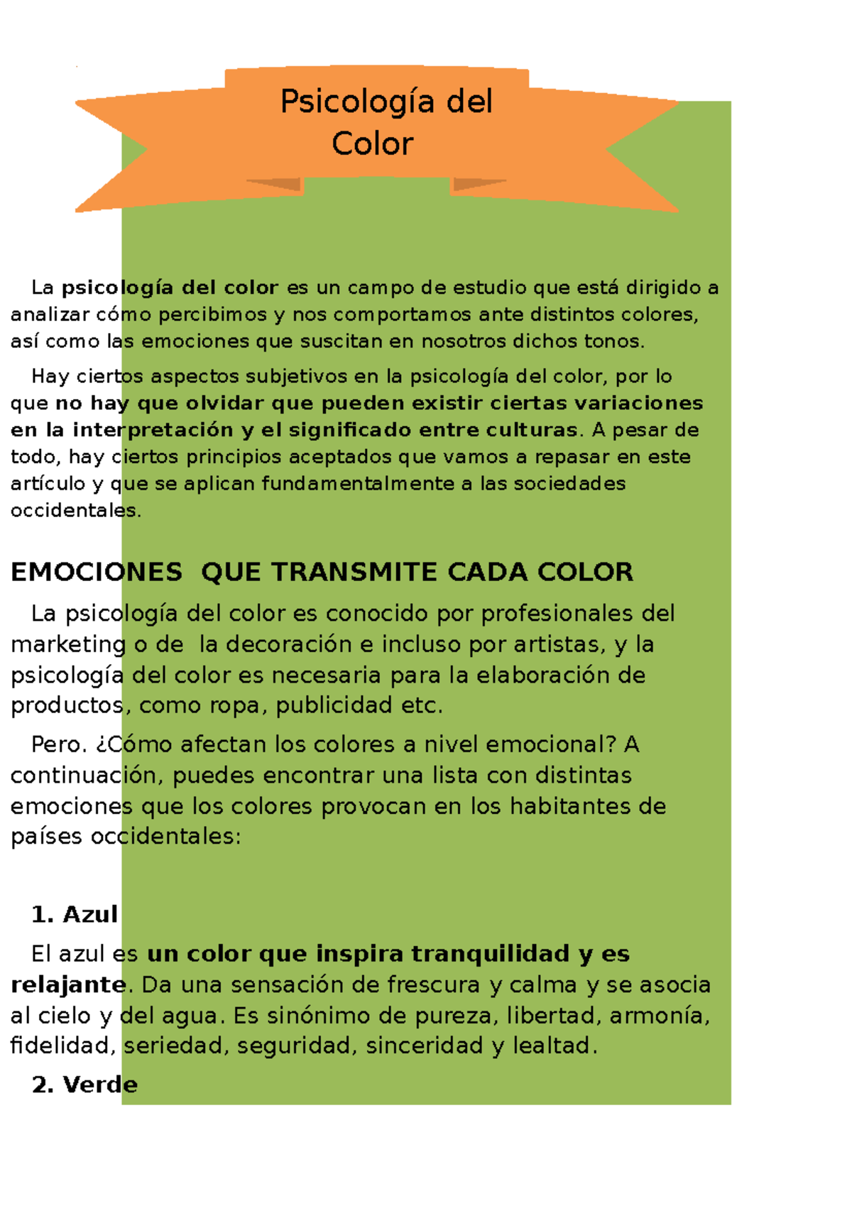 Emociones que transmiten cada color 1.2 - La psicología del color es un ...