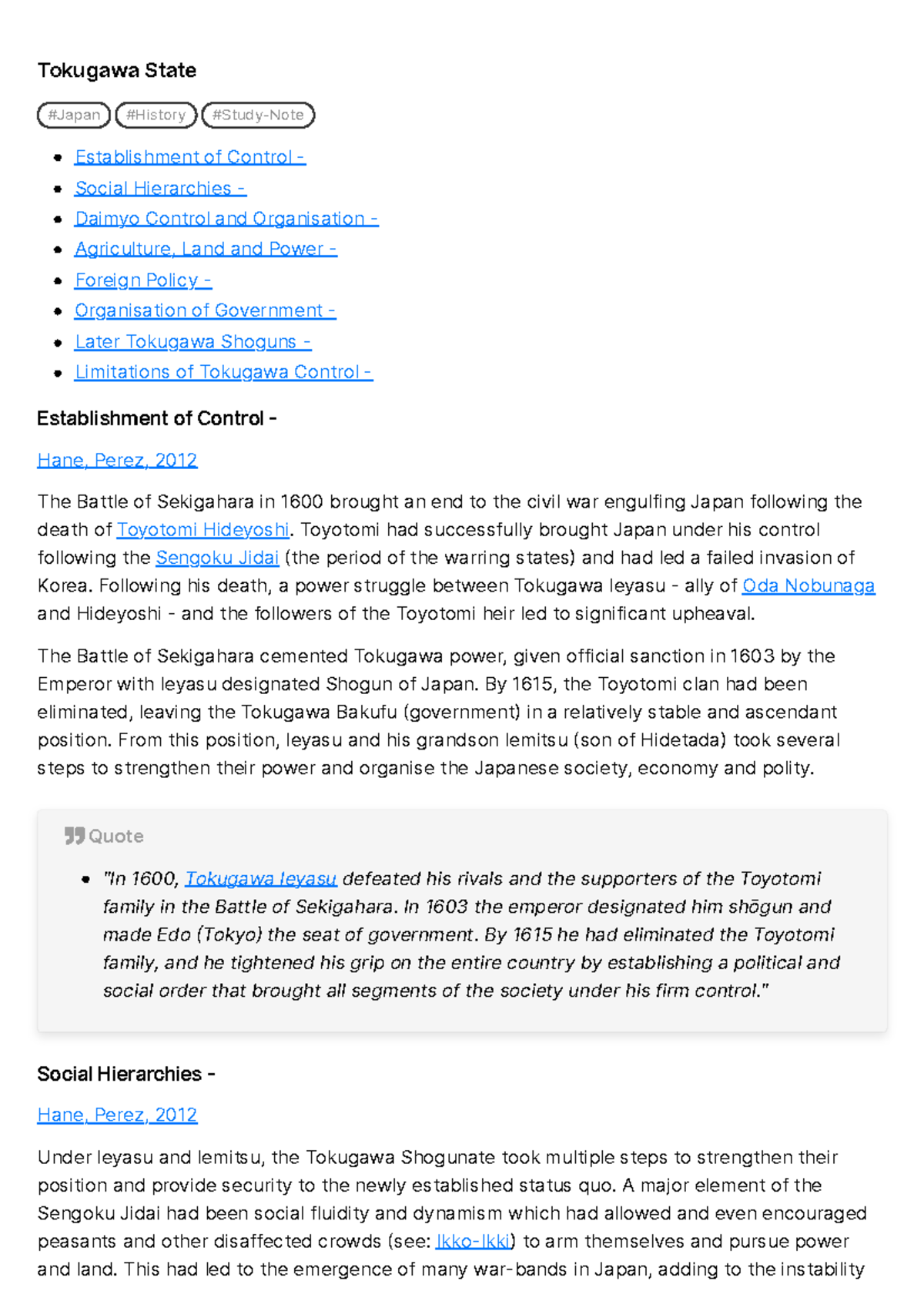 Tokugawa State - good - Tokugawa State #Japan #History #Study-Note ...