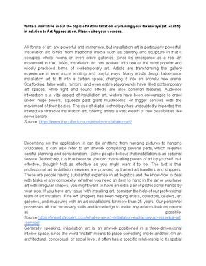 Art Installation - Please cite your sources. All forms of art are ...