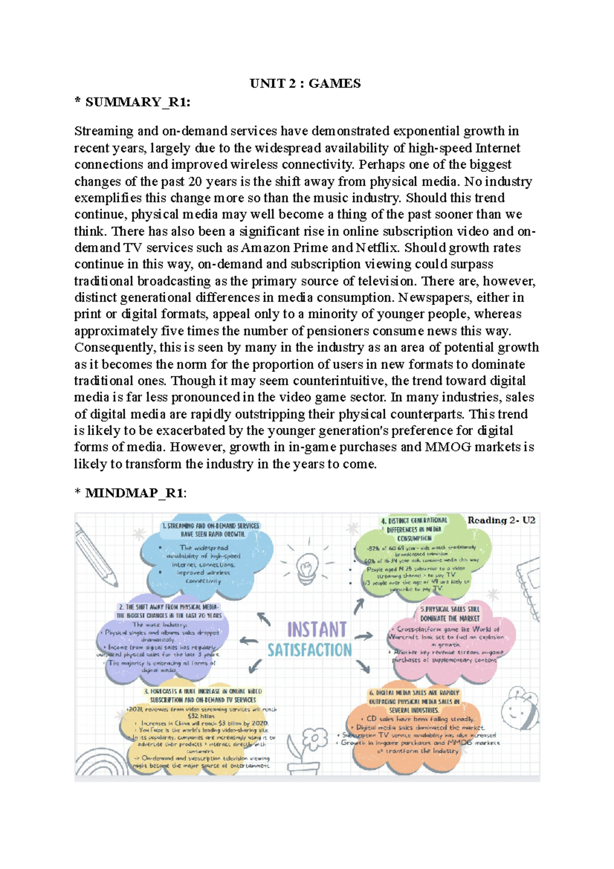 Reading 2 - UNIT 2 : GAMES * SUMMARY_R1: Streaming and on-demand ...