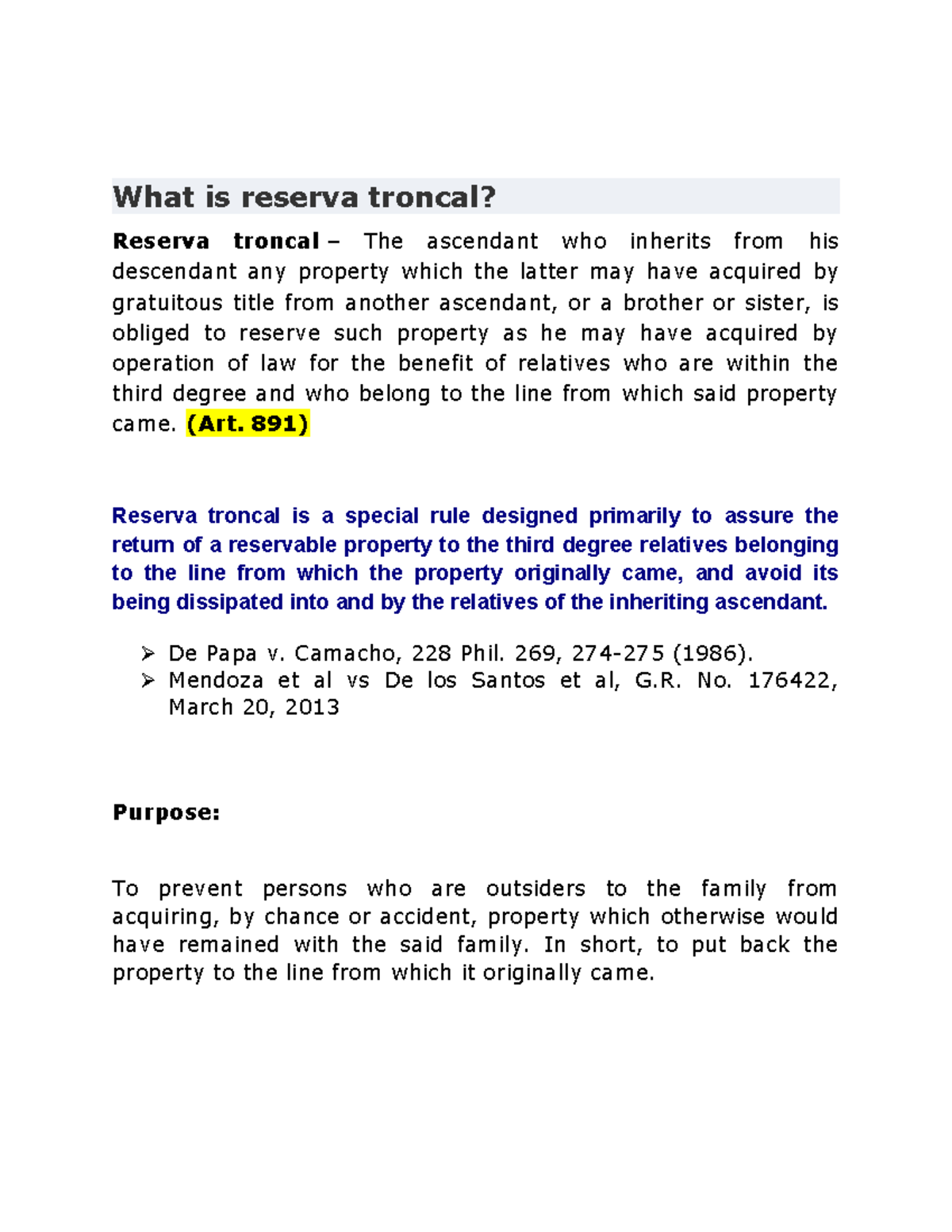 Reserva-Troncal - Cases Civil Law - What is reserva troncal? Reserva ...