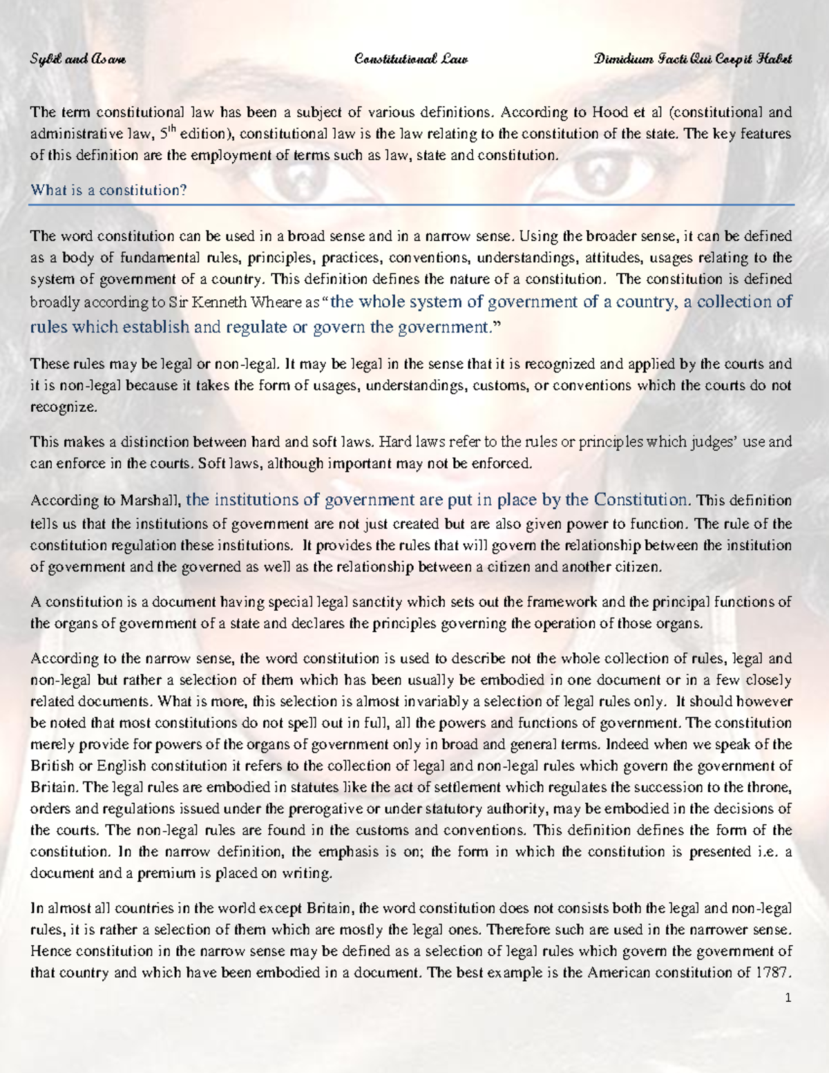 Detailed Constitutional Law notes - The term constitutional law has ...