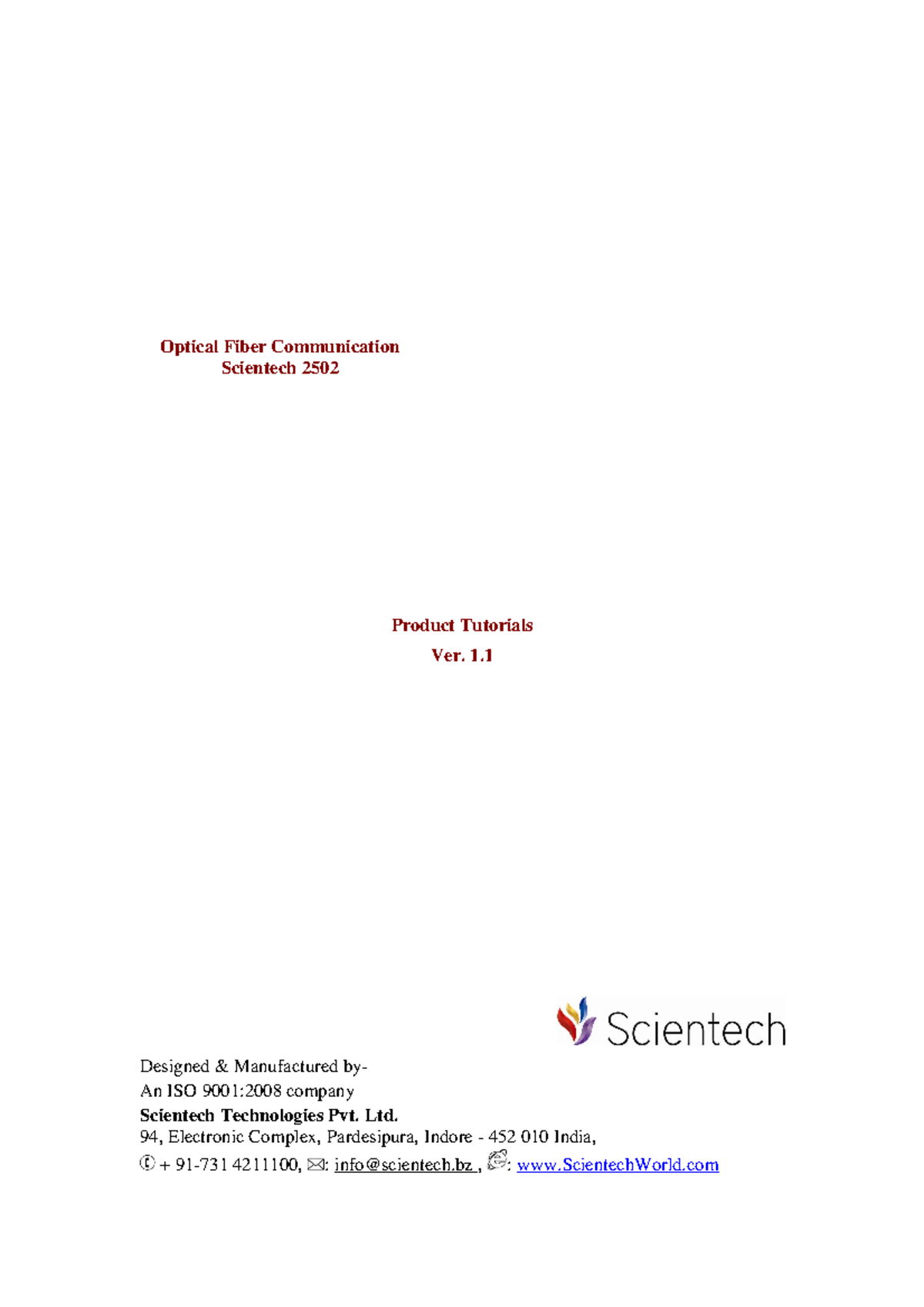 Scientech 2502 - Module - Optical Fiber Communication Scientech 2502 ...