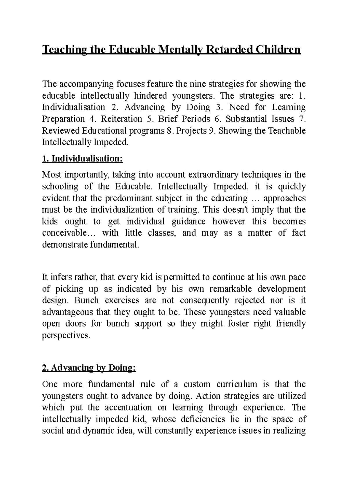 Teaching the Educable Mentally Retarded Children - The strategies are ...