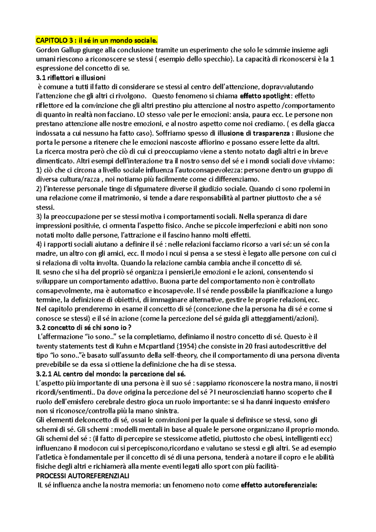 Cap 3 meyers (sè e autostima) - CAPITOLO 3 : il sé in un mondo sociale ...