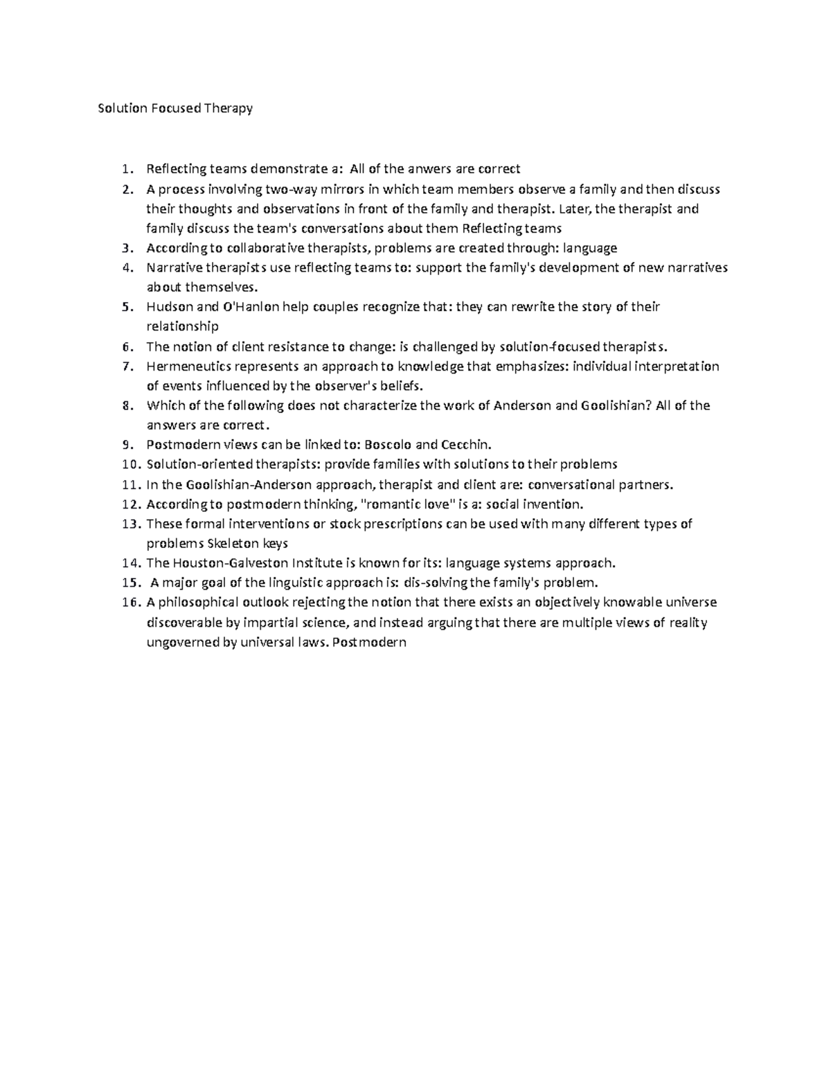 CEFS500 Chapter 13 Solution Focused Therapy - Solution Focused Therapy ...