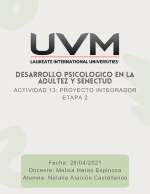 Instrumento DE Evaluación - DESARROLLO PSICOLÓGICO EN LA ADULTEZ Y SENECTUD DOCENTE: MELISSA ...