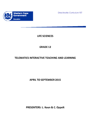 LIFE Sciences Grade 12 Study Notes P1 - LIFE SCIENCES GRADE 12 - PAPER ...