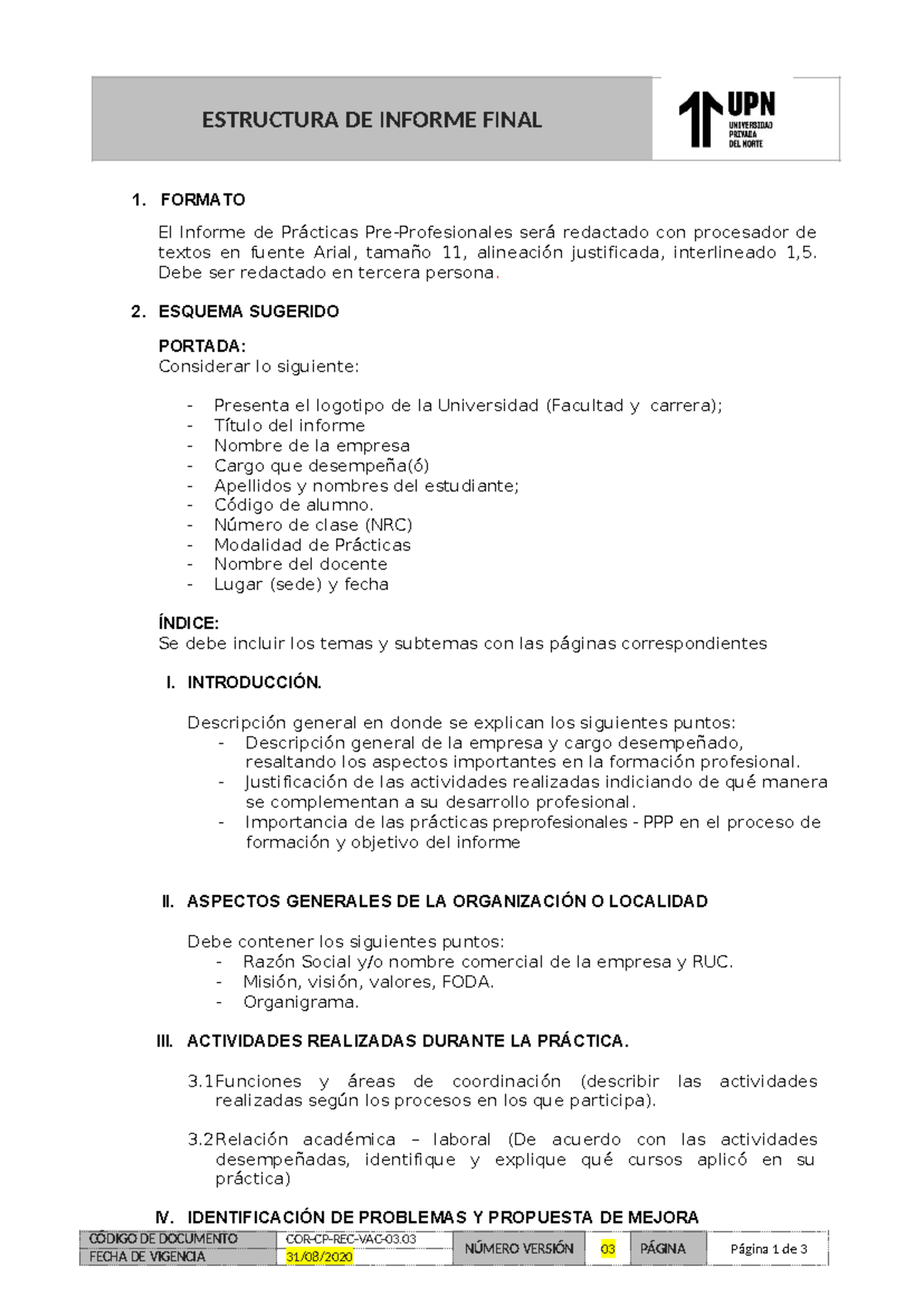 INVE.1401.EF.Estructura Informe final PPP - Actualizado 2024 - ESTRUCTURA DE INFORME FINAL ...