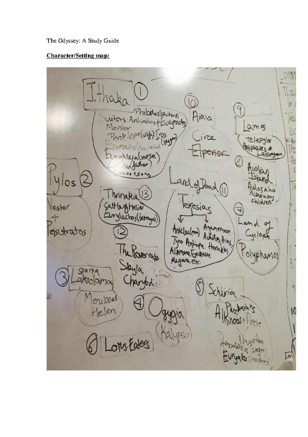 The+Odyssey+Study+Guide - The Odyssey: A Study Guide map: KEY: Numbers ...