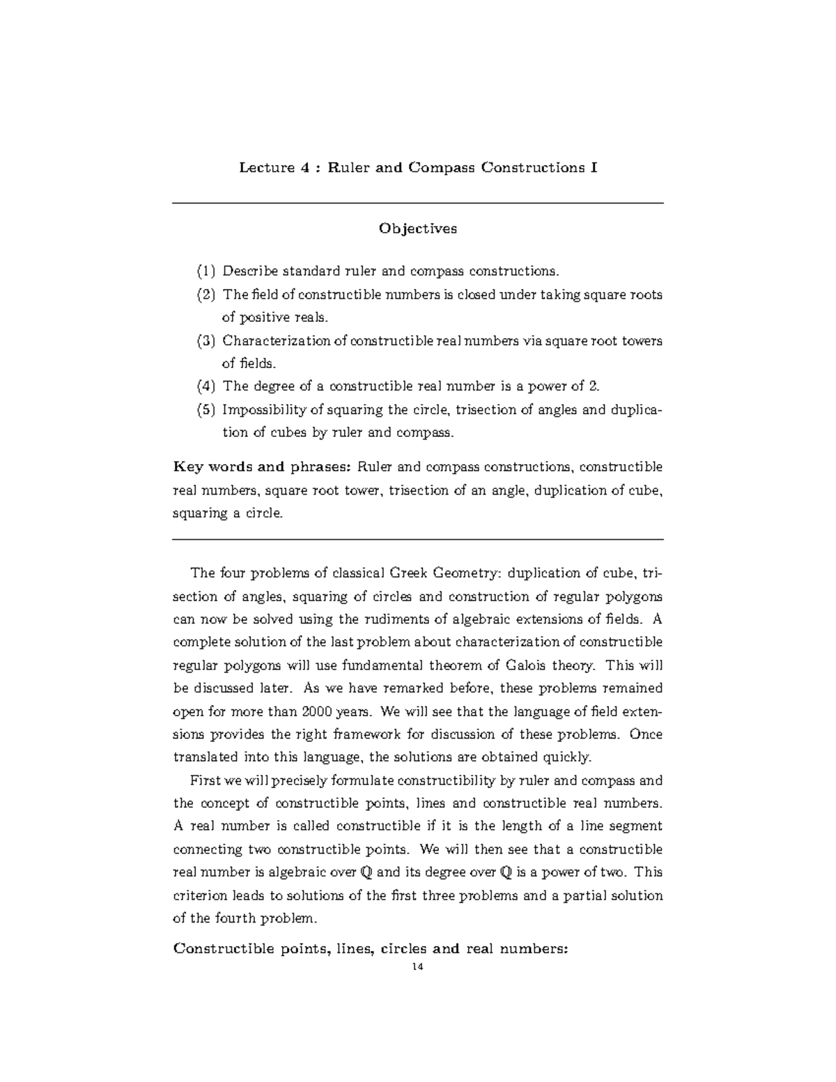 Ruler and Compass Constructions I - Mathematics –II - AMU - Studocu