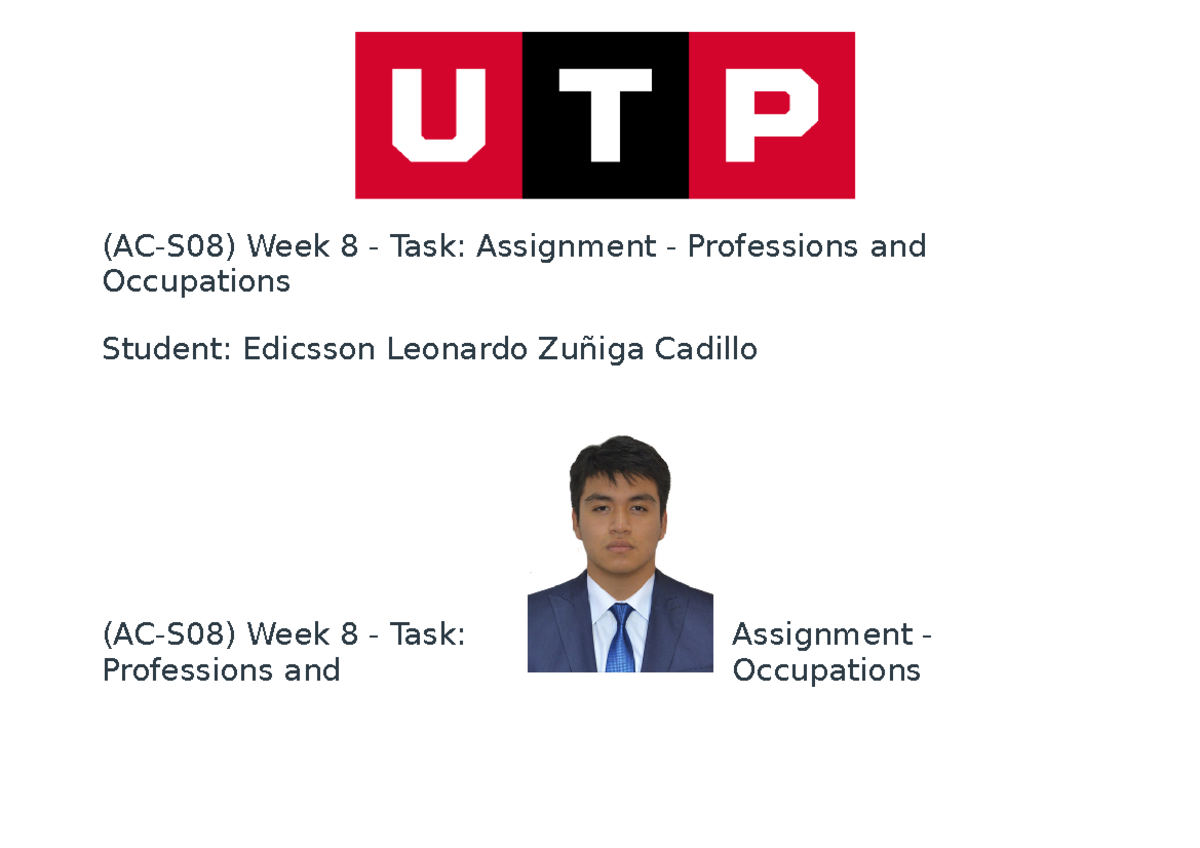 (AC-S08) Week 8 - Espero ayude - (AC-S08) Week 8 - Task: Assignment - Professions and ...