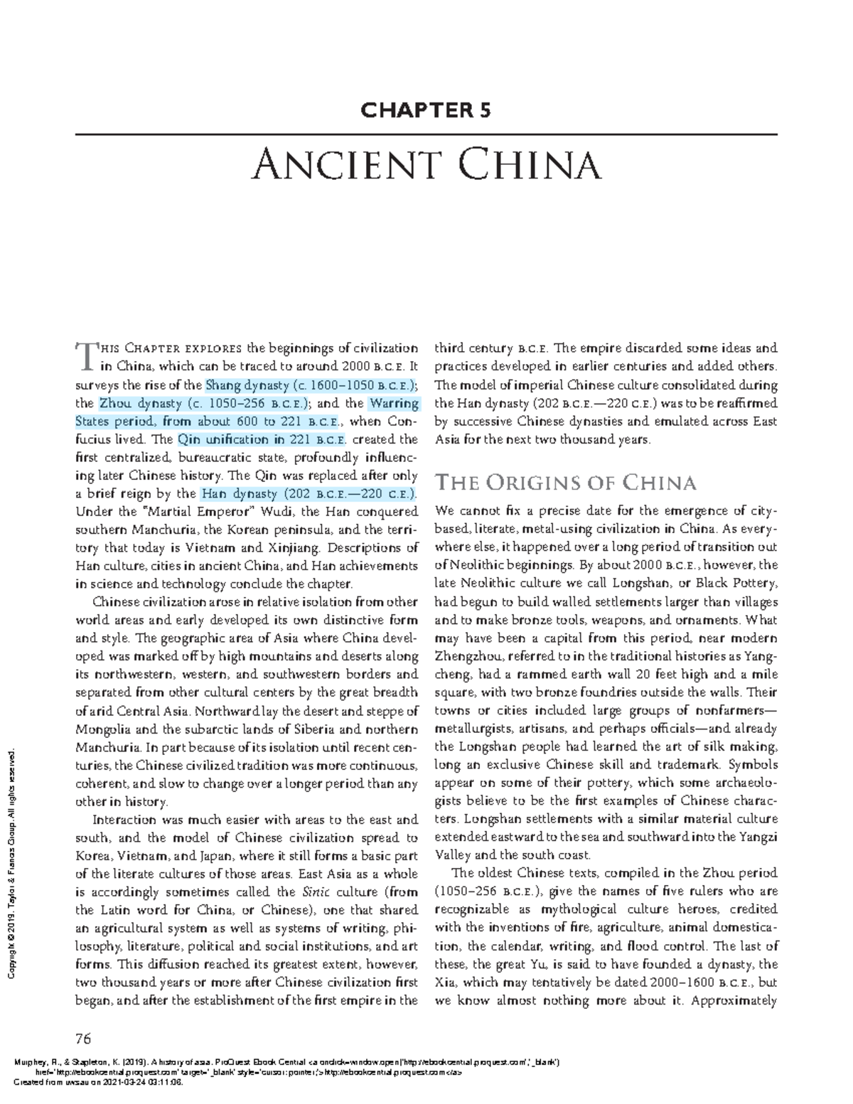 Ancient China - 76 T C the beginnings of civilization in China, which ...