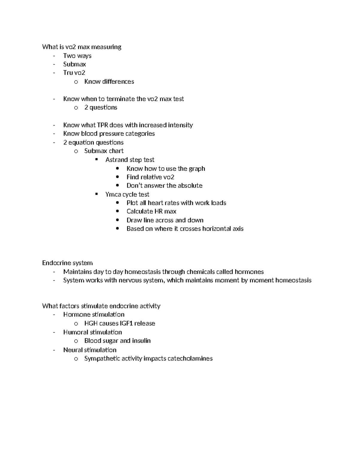 Ex phys notes - What is vo2 max measuring - Two ways - Submax - Tru vo ...