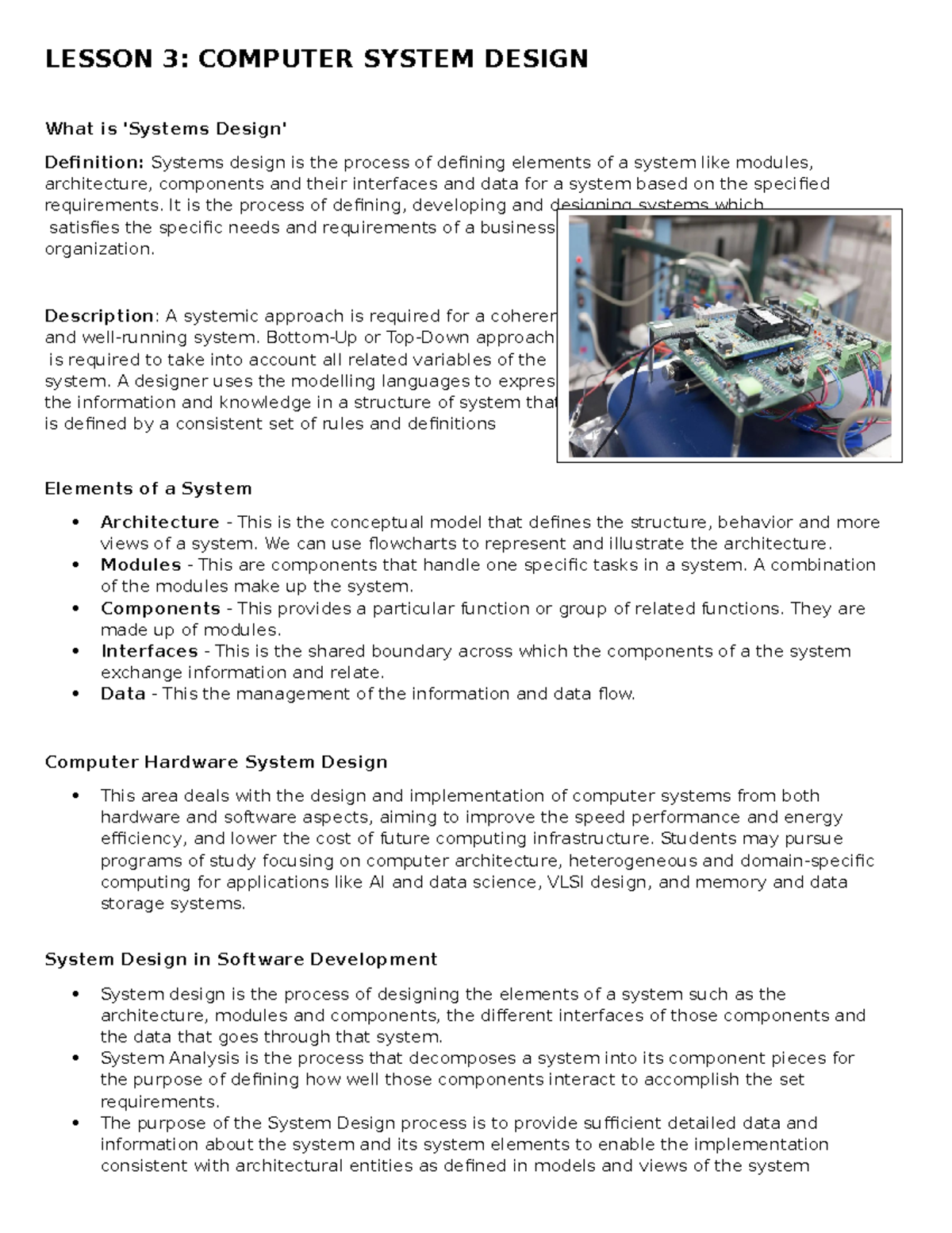 Lesson 3 Lesson 4 - adadsadadada - LESSON 3: COMPUTER SYSTEM DESIGN ...