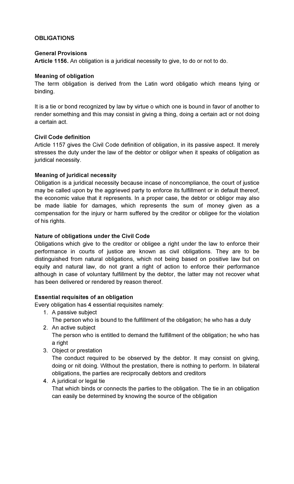 Obligations - The law of obligation refers to a person's legal duty to ...