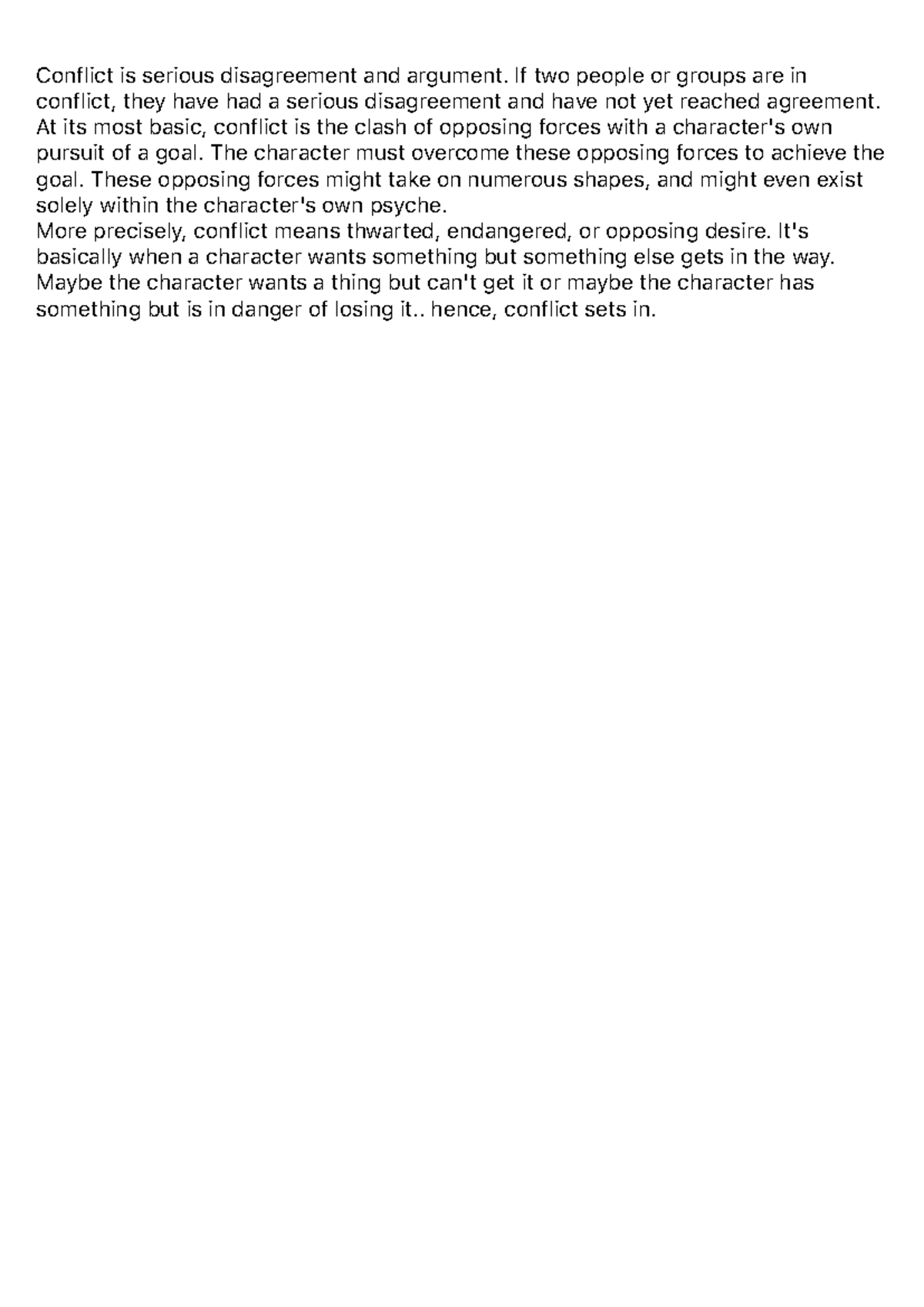 Introduction to Conflict - Conflict is serious disagreement and ...