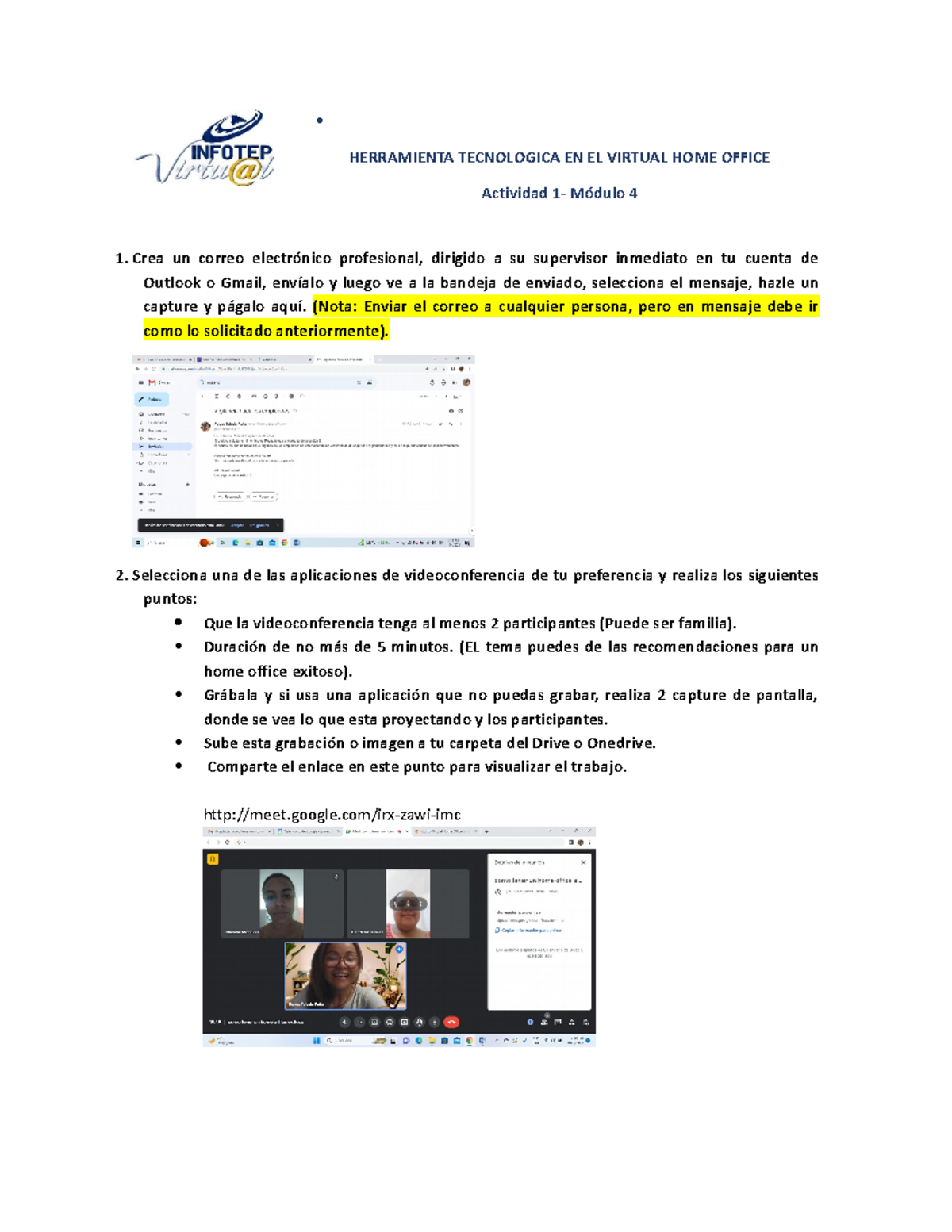 Práctica 1 Módulo 4 - repaso - HERRAMIENTA TECNOLOGICA EN EL VIRTUAL HOME OFFICE Actividad 1 ...