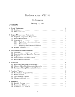 CS1231-Cheat Sheet - CS Proof Techniques: Direct, Contrapositive, Induction & Strong Induction ...
