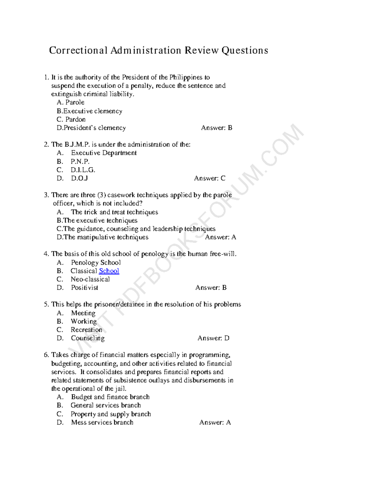 CA Review Questions and answer pdfbooksforum - Cor r ection al Adm in ...
