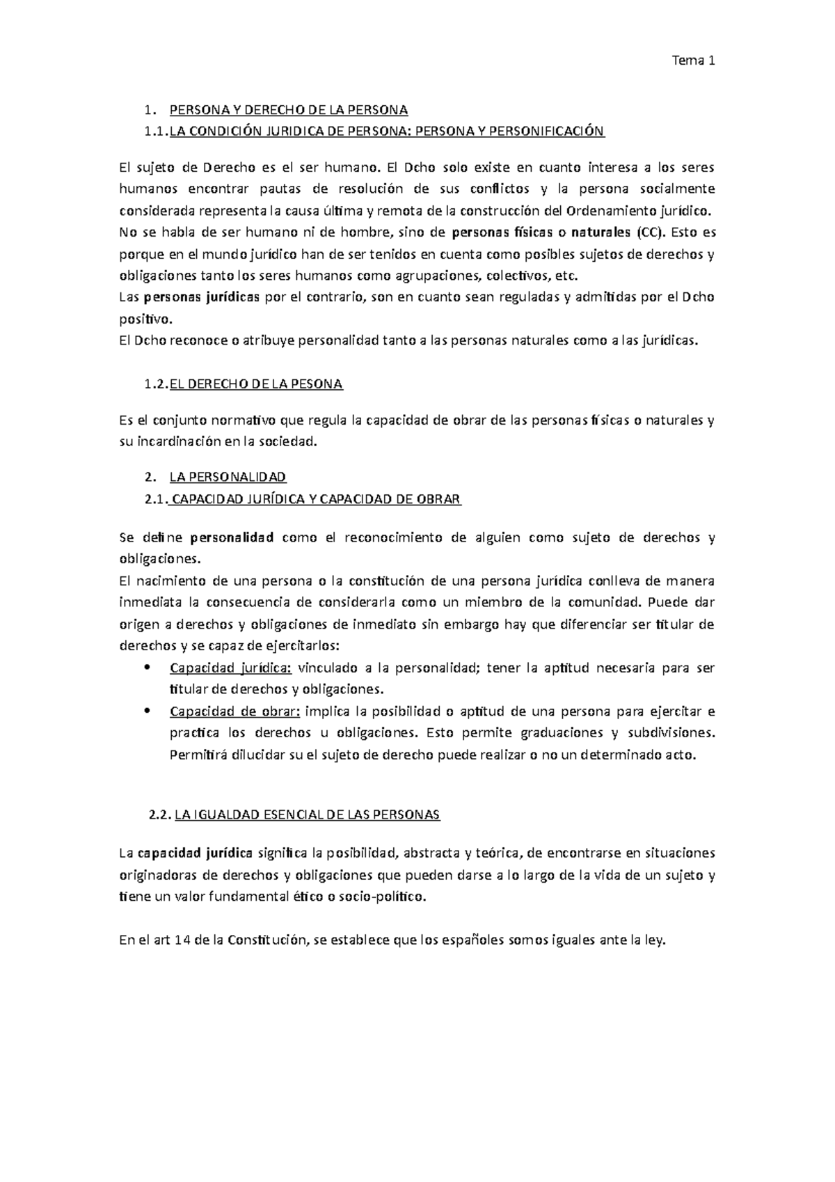 Tema 1 - Resumen Compendio De Derecho De La Persona Y El Patrimonio ...
