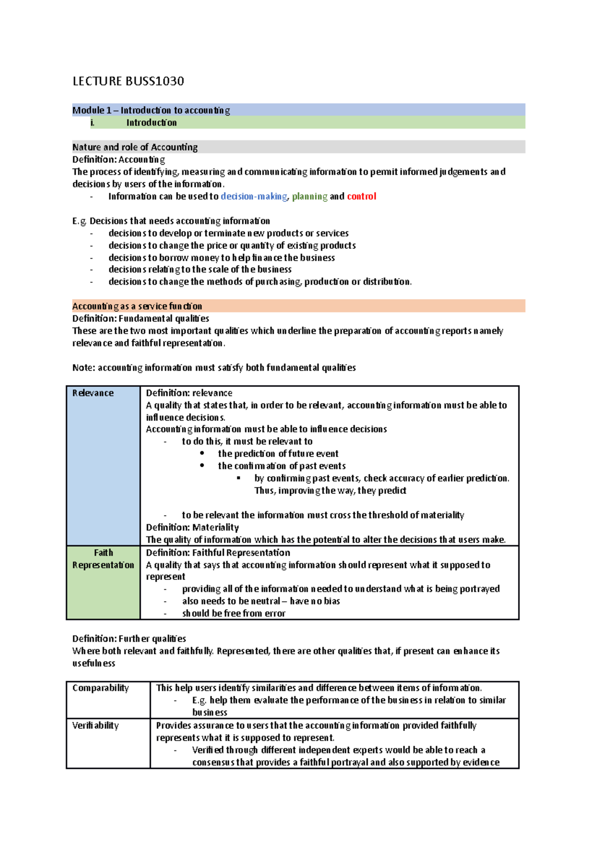 Lecture BUSS1030 notes - LECTURE BUSS Module 1 – Introduction to ...