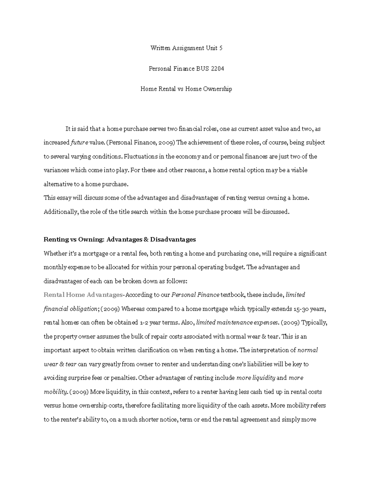 Written Assignment Personal Finance-Unit 5 - Written Assignment Unit 5 ...
