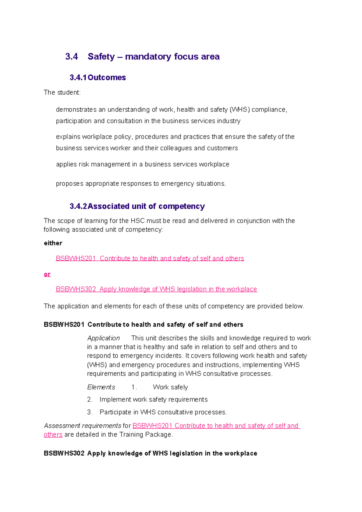 Safety - 4 The student: demonstrates an understanding of work, health ...