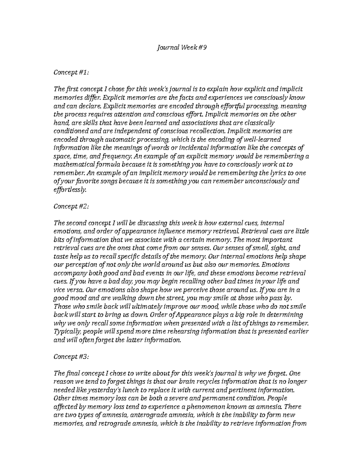 Journal #9 - Journal Week # Concept #1: The first concept I chose for ...