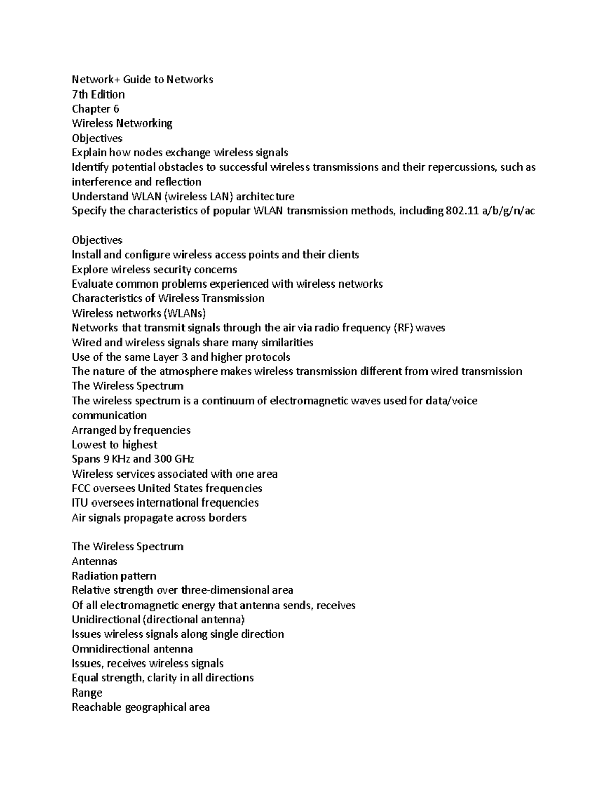 Ch6net - Lecture notes 4 - Network+ Guide to Networks 7th Edition ...