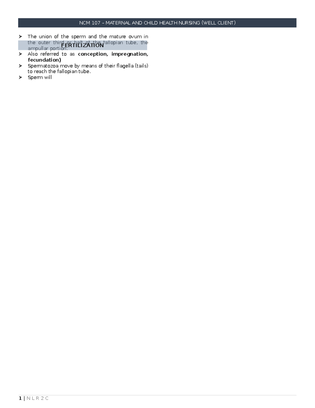 Transes Format - Bs accountancy - The union of the sperm and the mature ...