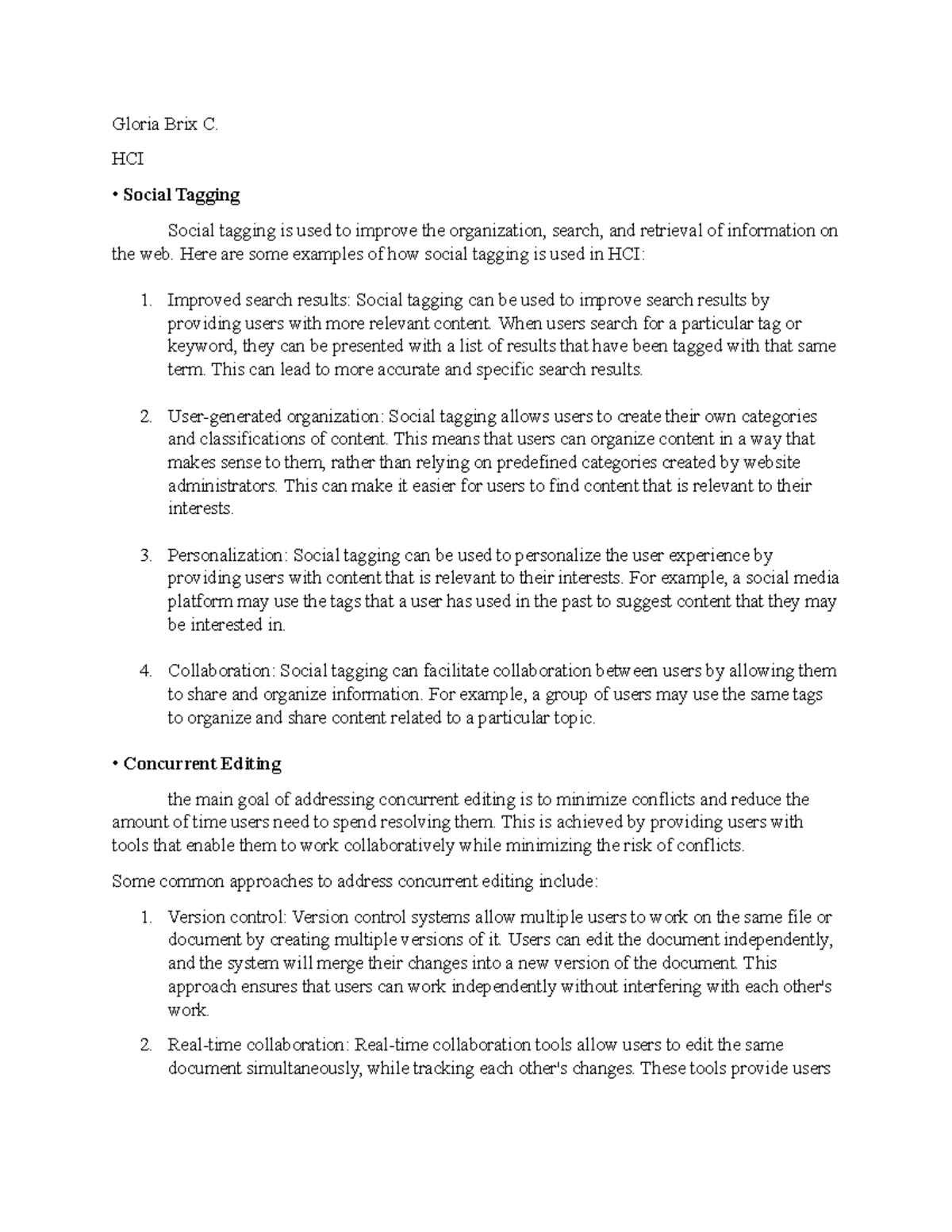 Gloria Brix 1 - Assignment - Gloria Brix C. HCI Social Tagging Social ...