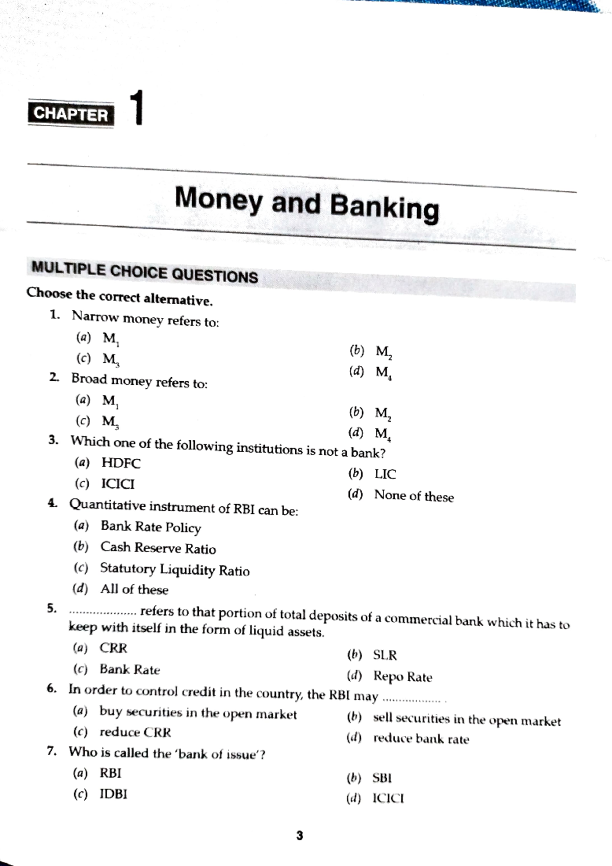 ECO REV 1 ME Money - Tutorial work - CHAPTER 1 Money and Banking ...