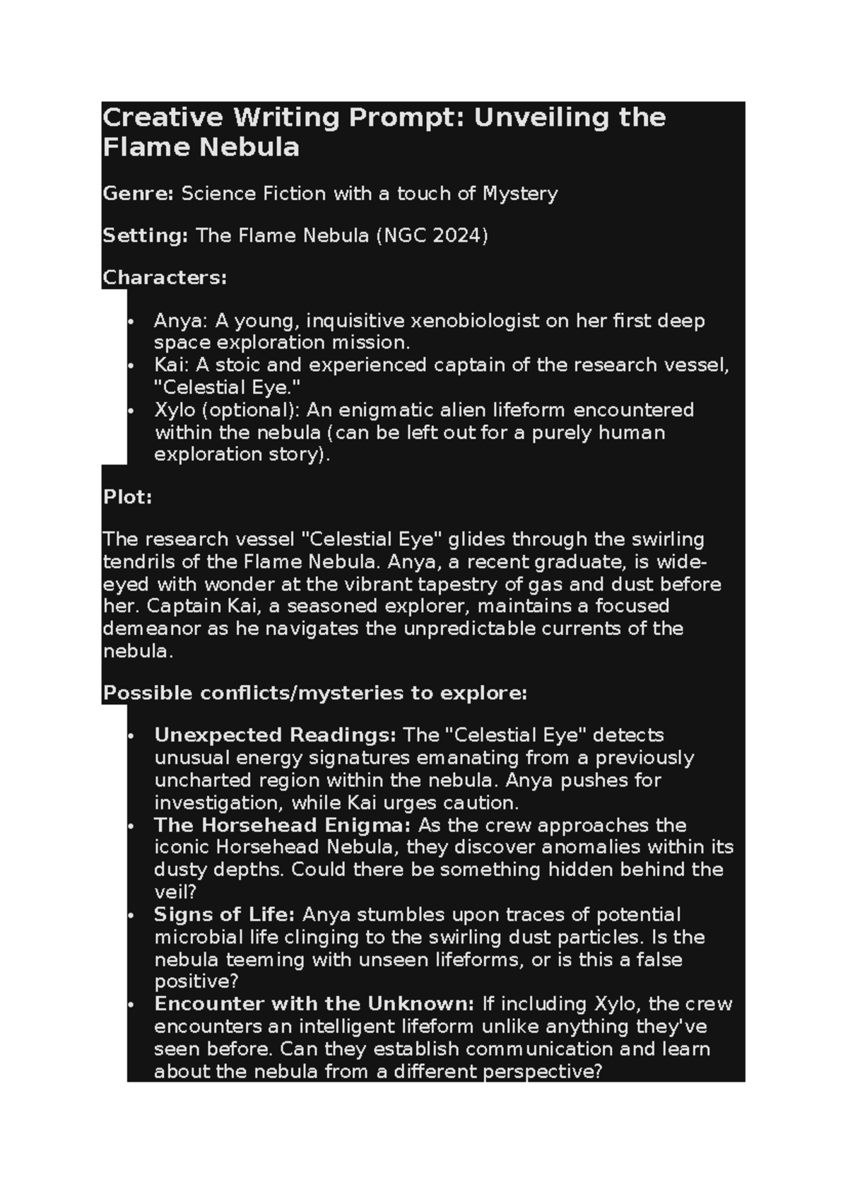 Creative Writing Prompt apod - Creative Writing Prompt: Unveiling the ...