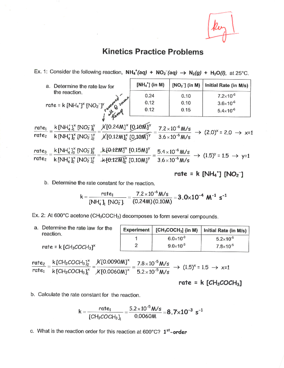 Chemistry 122 - Kinetics- Practice Problems - CHM 122 - Studocu