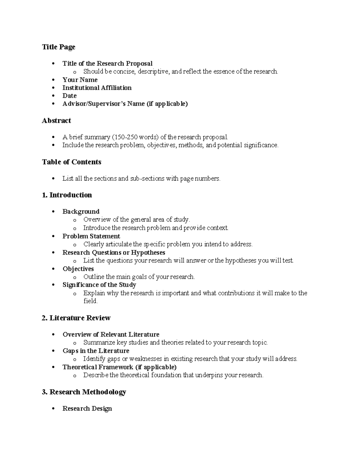 Sample from chat gpt - Nil - Title Page Title of the Research Proposal ...