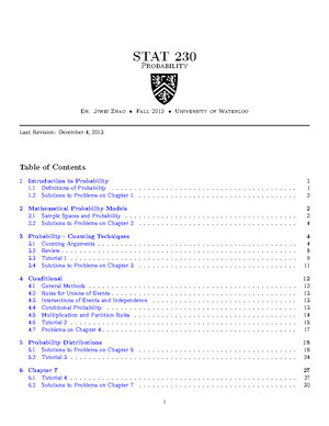 Formulasheet - Formula sheet for stat 230 quizzes - Summary of ...