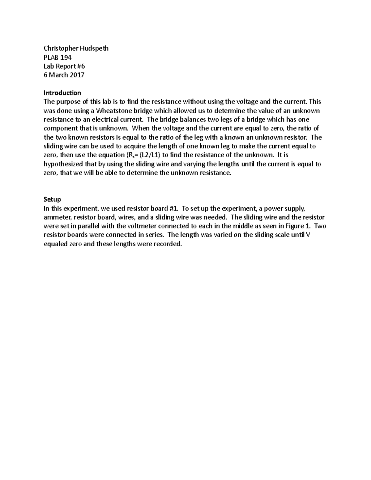 PLAB Report #6 - Christopher Hudspeth PLAB 194 Lab Report 6 March 2017 ...