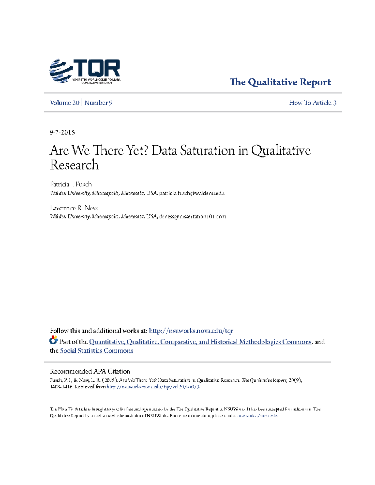 Are We There Yet Data Saturation In Qualitative Research The