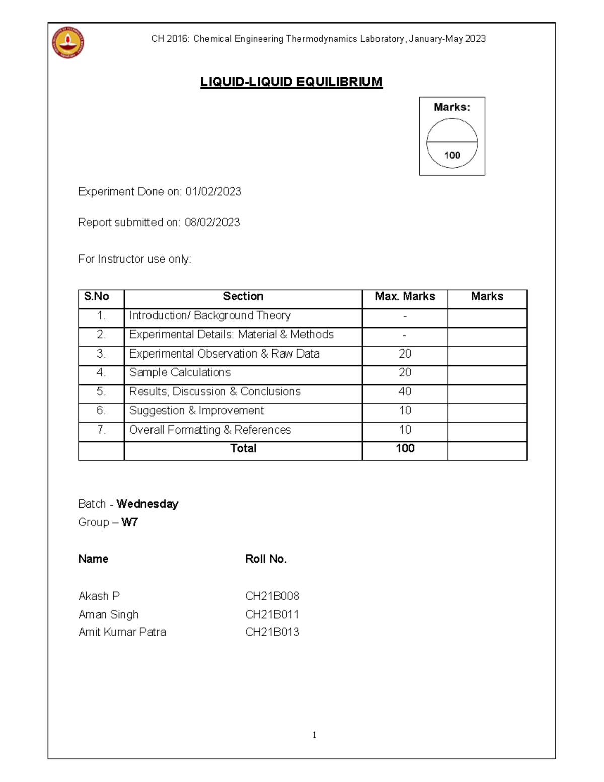 LLE W7 - This is about liquid-liquid equilibrium experiment. - LIQUID ...